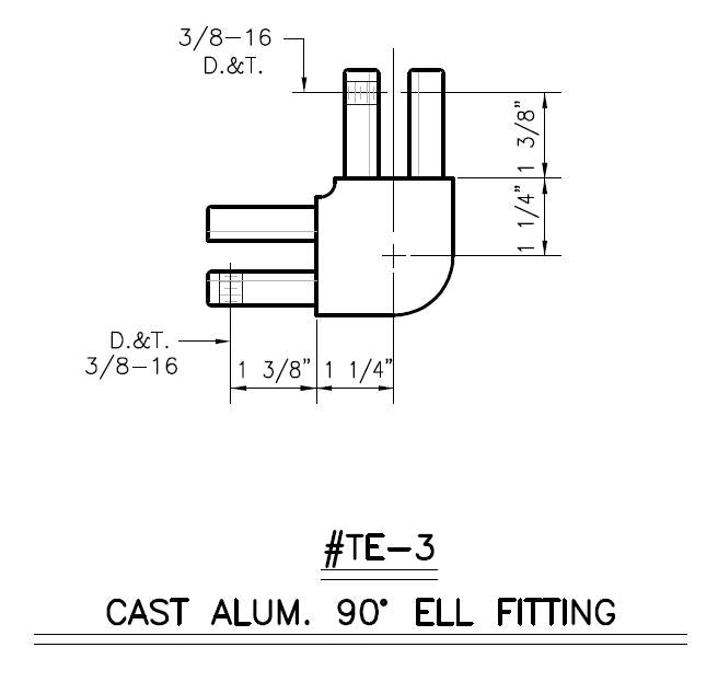 TE-3 ELL, 90 DEGREE 1-1/2" SCH 40 - BOTTOM – Thompson Fabricating LLC