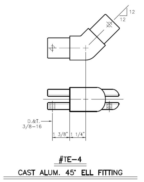 TE-4 ELL, 45 DEGREE 1-1/2" SCH. 40 – Thompson Fabricating LLC