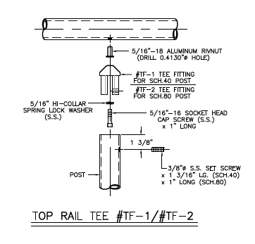 TF-1 TEE 1-1/2" SCH. 40 TOP RAIL TEE – Thompson Fabricating LLC